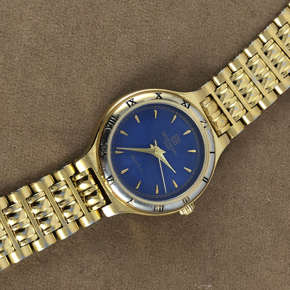 Givenchy | Accessories | Vintage Givenchy Paris Blue Dial 8k Gp Gold ...